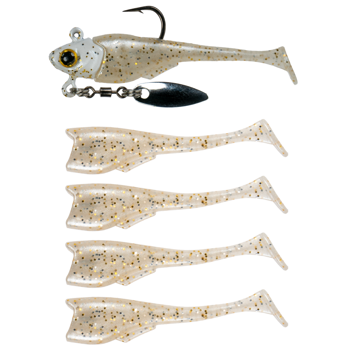 Pecos Underspin Jighead - Willow Version - Platinum White – 6th Sense ...